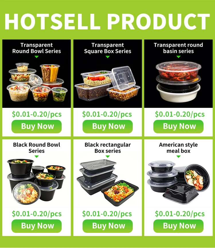 Transparent 500ml Plastic Disposable Lunch Box Leakproof Takeaway Bowls ...