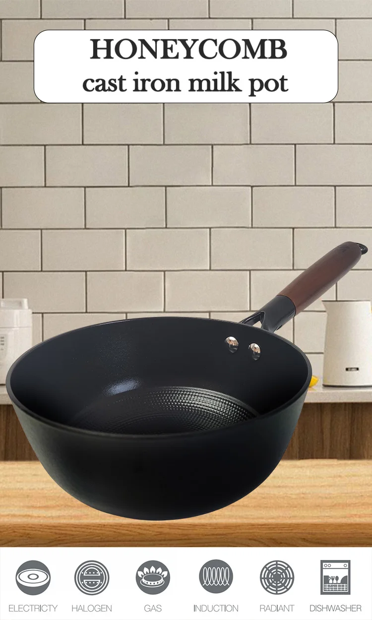 Honeycomb Cast Iron Milk Pot Non Stick Die Casting Frying Pans With ...