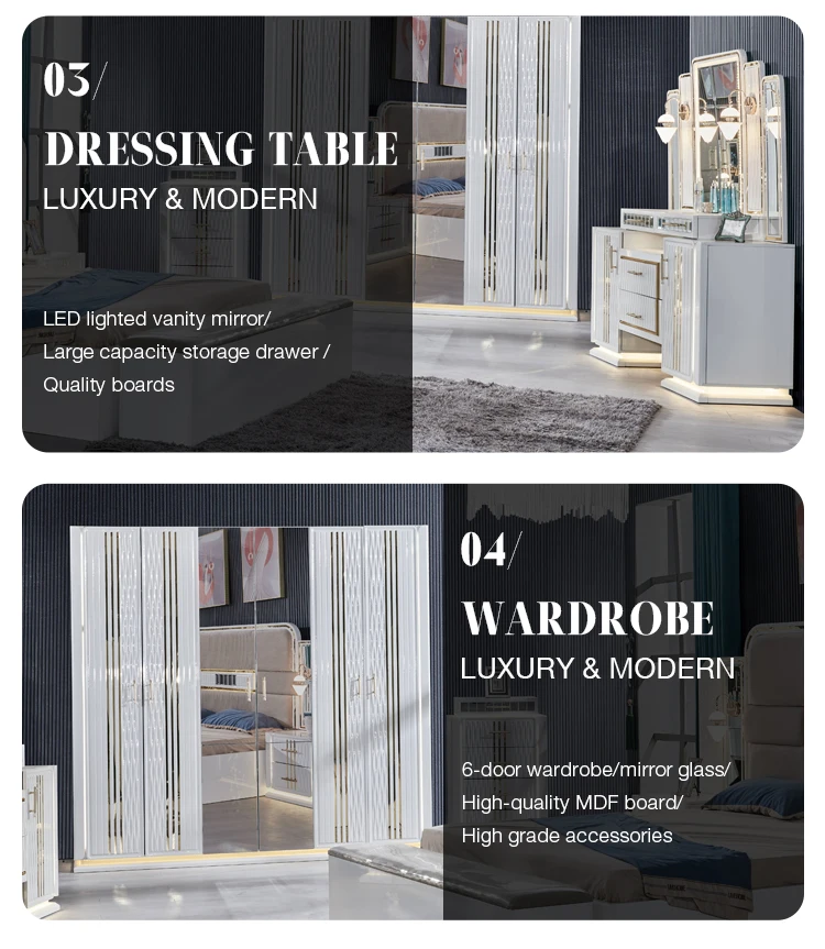 Modern Design Wooden Mdf Double Leather King Size Bed Home Apartment ...