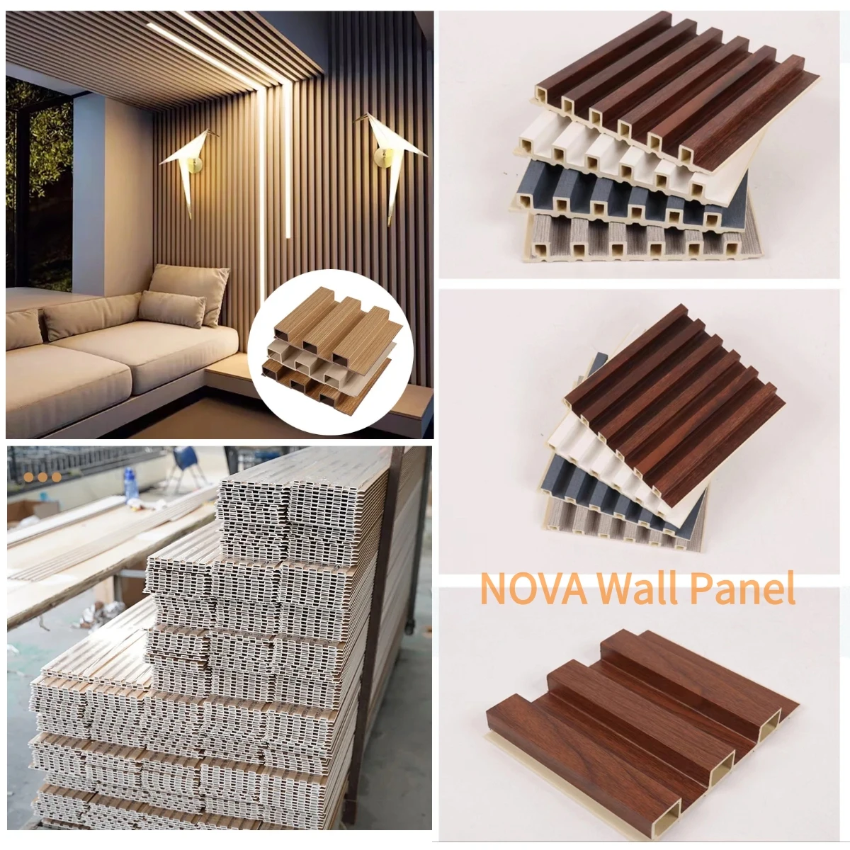 Wholesale Price Waterproof And Fireproof Wpc Hollow Grille Wood Grain ...