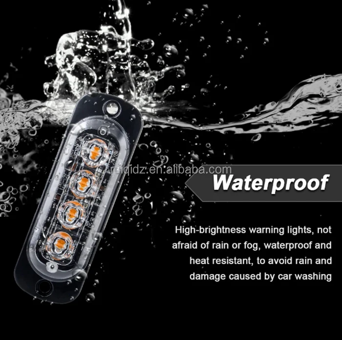 4led Car Strobe Warning Light Grill Flashing Breakdown Emergency Light ...