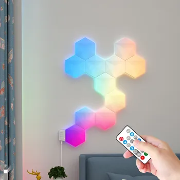 Banqcn Hexagon Led Wall Panels Rgb Gaming Lights With App Smart Modular ...