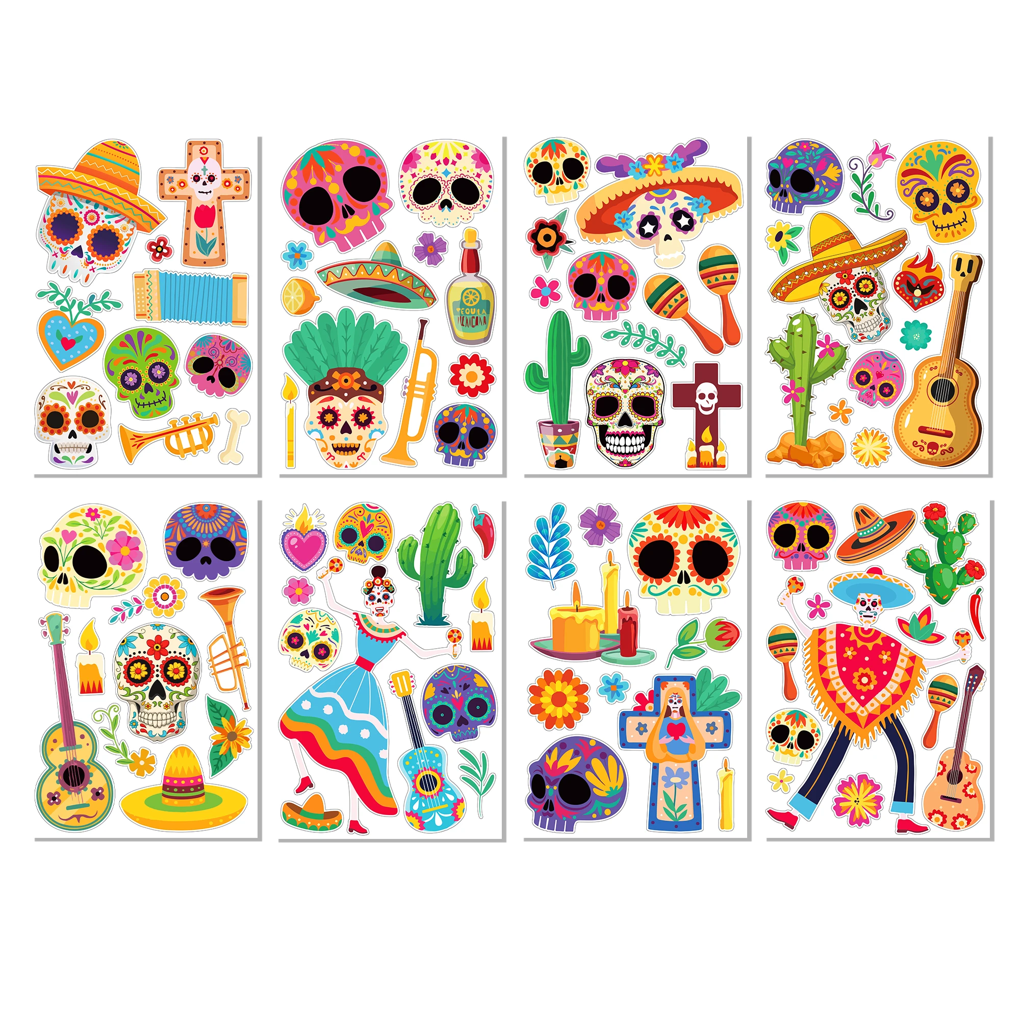 Day Of The Dead Face Stickers Aazon.co: Whaline 9 Sheet Back To School ...