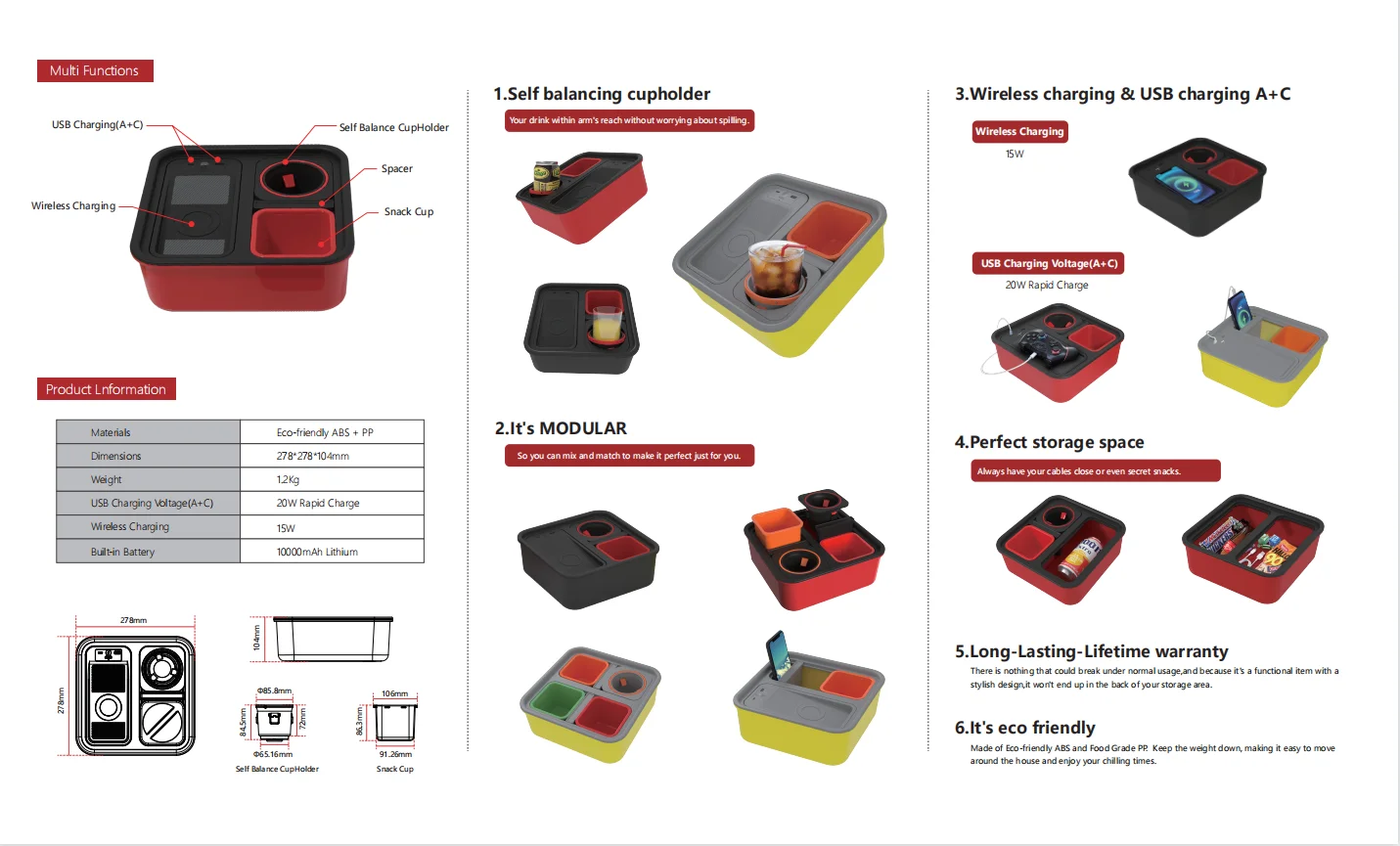 Stylish Living Room Addition- Sofa Box With Snack Cup And Wireless ...