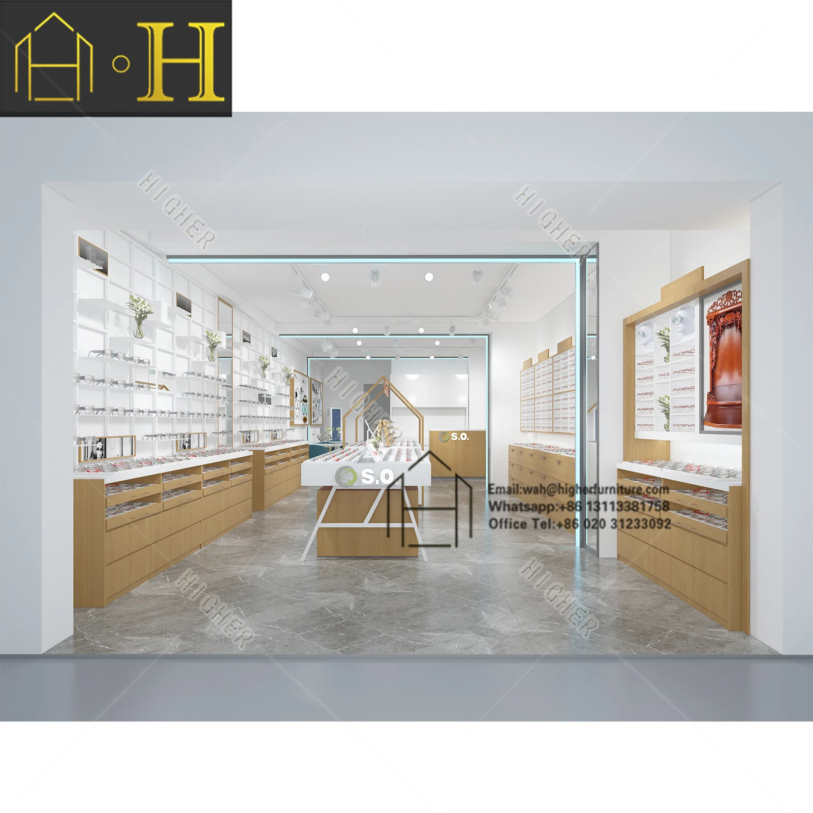 Custom Optical Shop Design - Spectacle Display Counter
