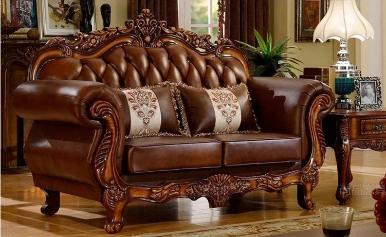 Luxury European Sofa Set - Genuine Leather & Stylish Design
