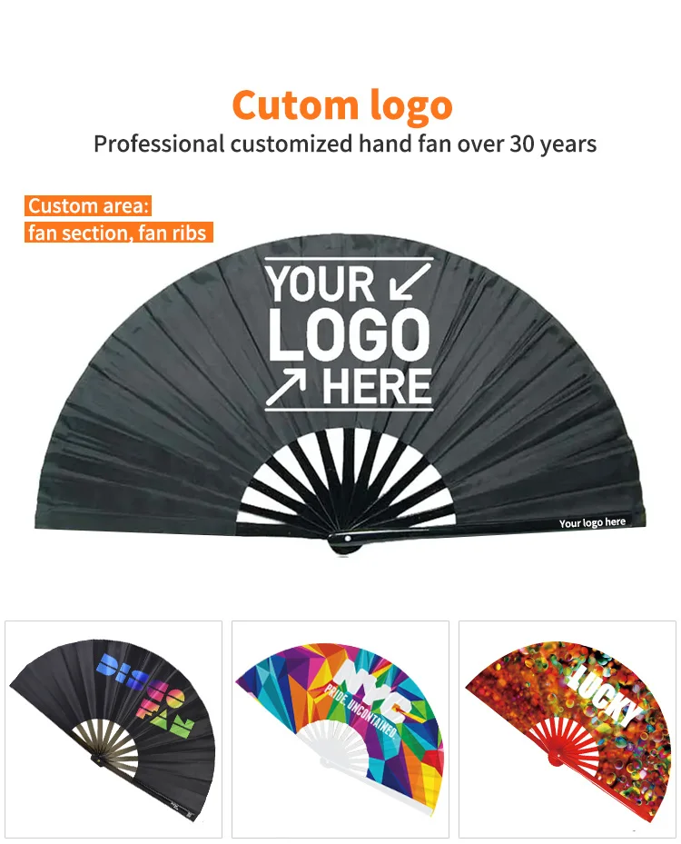 Custom Large Bamboo Fabric Portable Hand Fan For Events & Gifts Odm