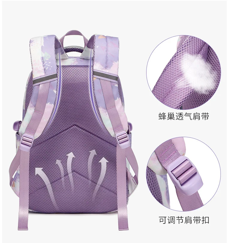 Cross-border New Three-piece Backpack Girl Color Printing Student ...