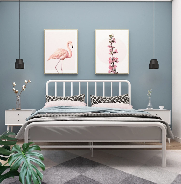 Jzd Simple Steel Single Metal Bed Design Metal Tube Double Metal Bed ...