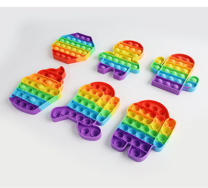 Children Silicone Push Pop Bubble Sensory Fidget Toy Stress Reliever ...