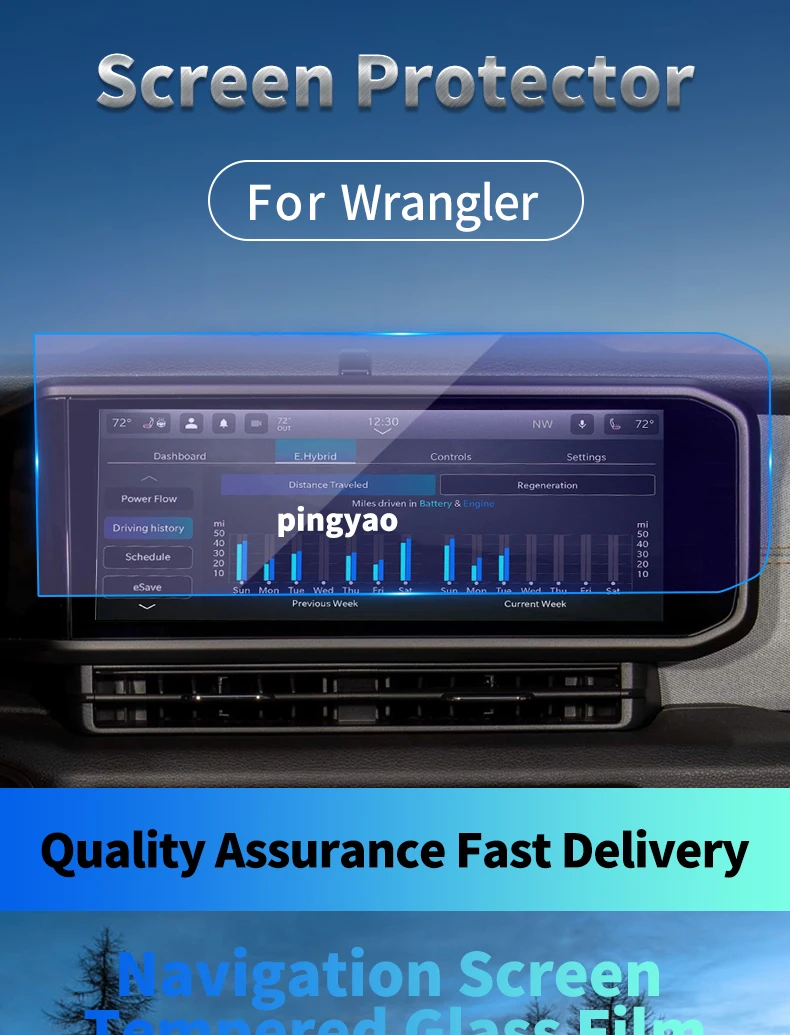 Tempered Glass Touch Screen Protector For Jeep Wrangler & Windshield ...