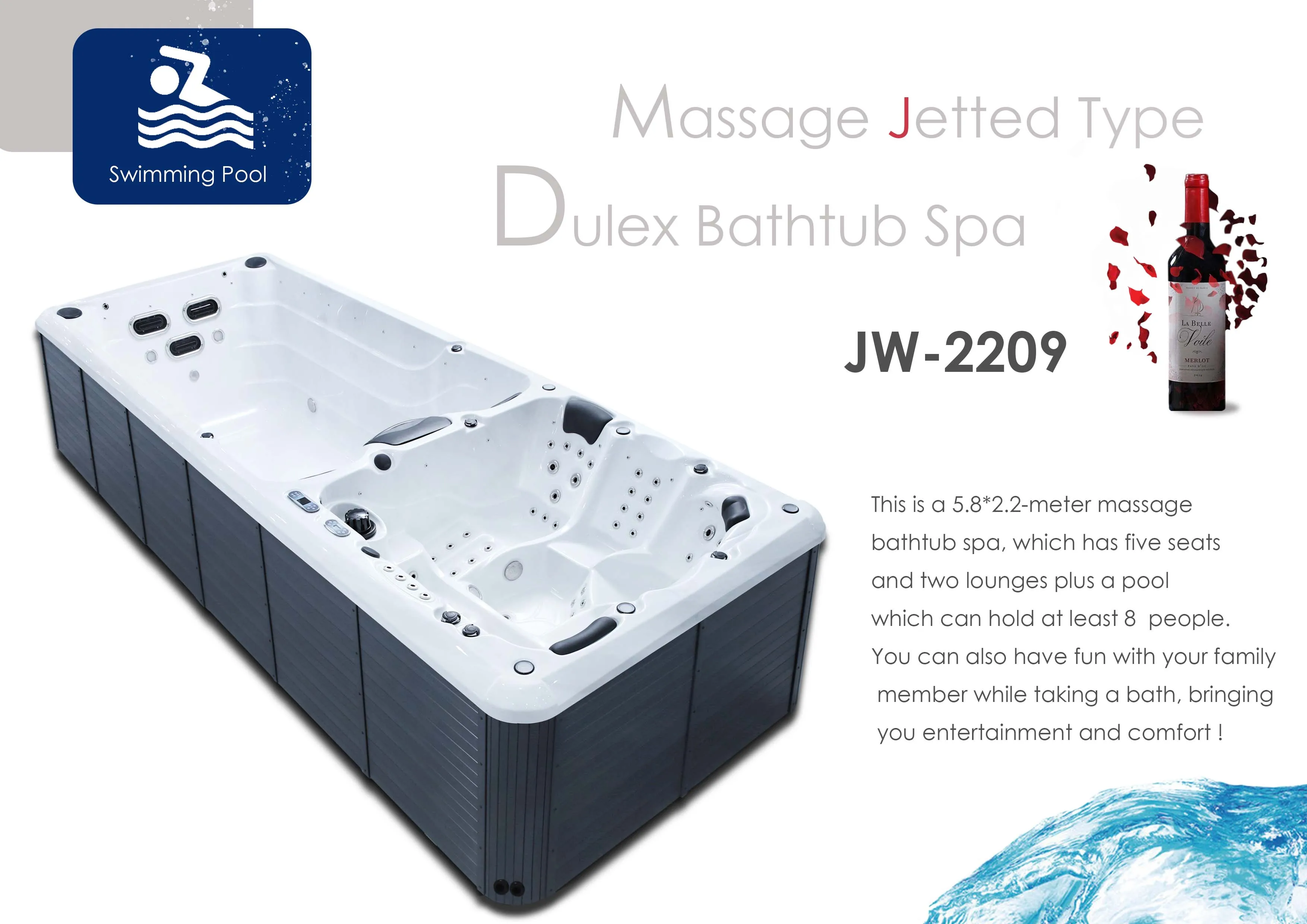 Luxury 8-12 Persons Freestanding Garden Acrylic Swimming Pool Massage ...