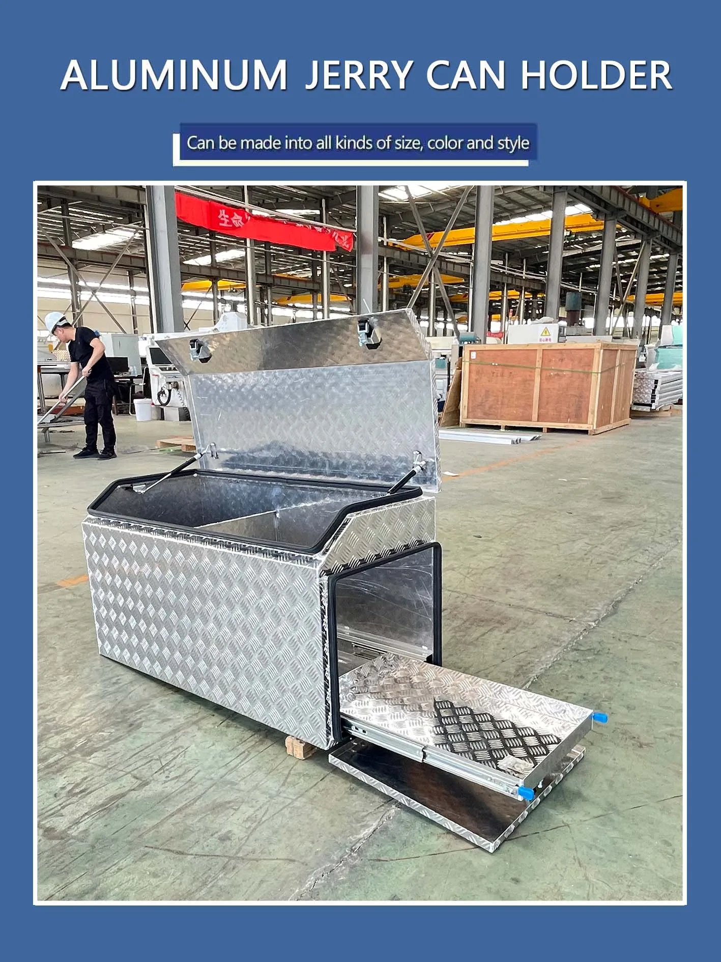 Heavy Duty Drawers Tool Box Aluminum Checker Plate Sliding Side Drawer ...