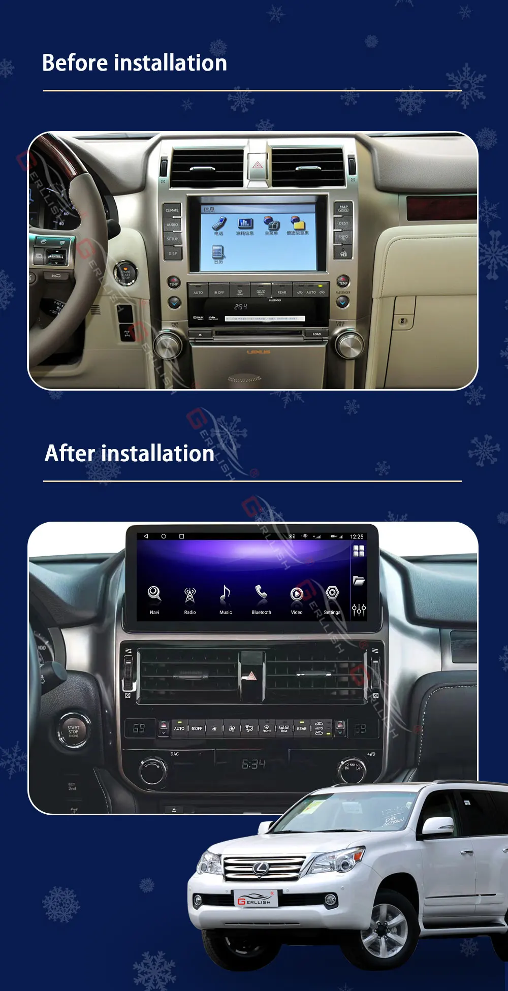 12.3inch All-New Car Radio Android for Lexus GX400 GX460