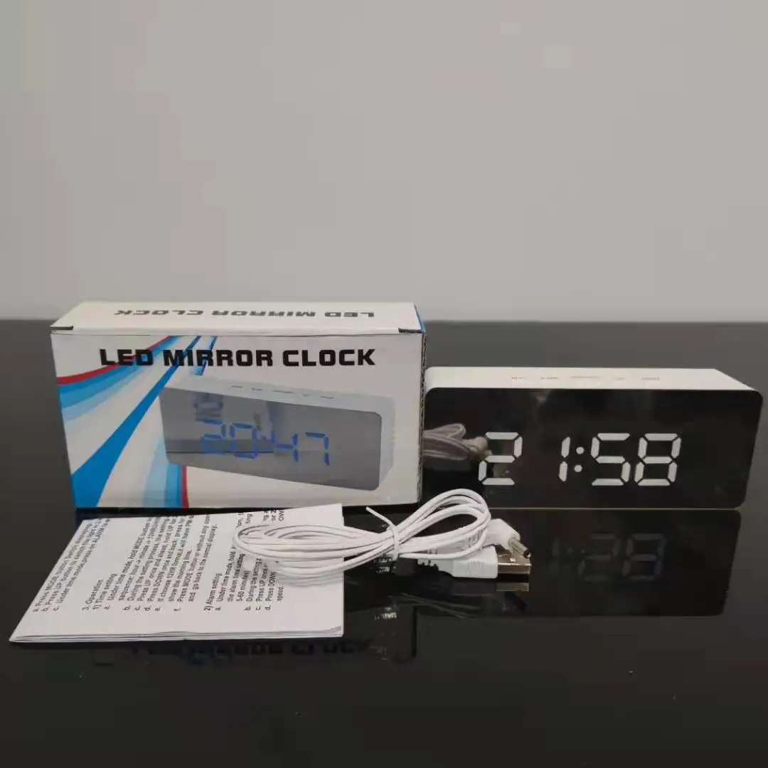 Hot Selling Mirror Desk Clock Bedside Led Digital Clock Home Decoration ...