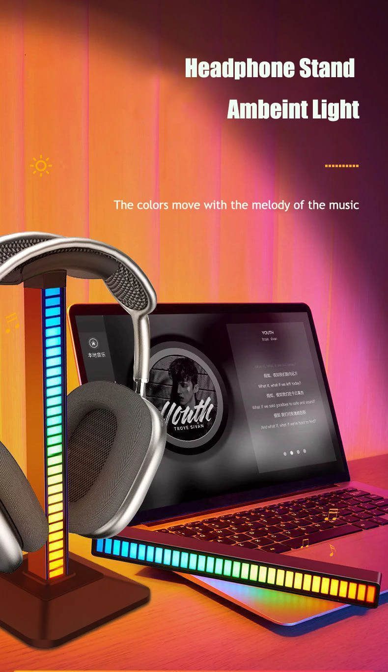 Gaming Headset Stand With Dj Rgb Stage Sound Control Light Headphone ...