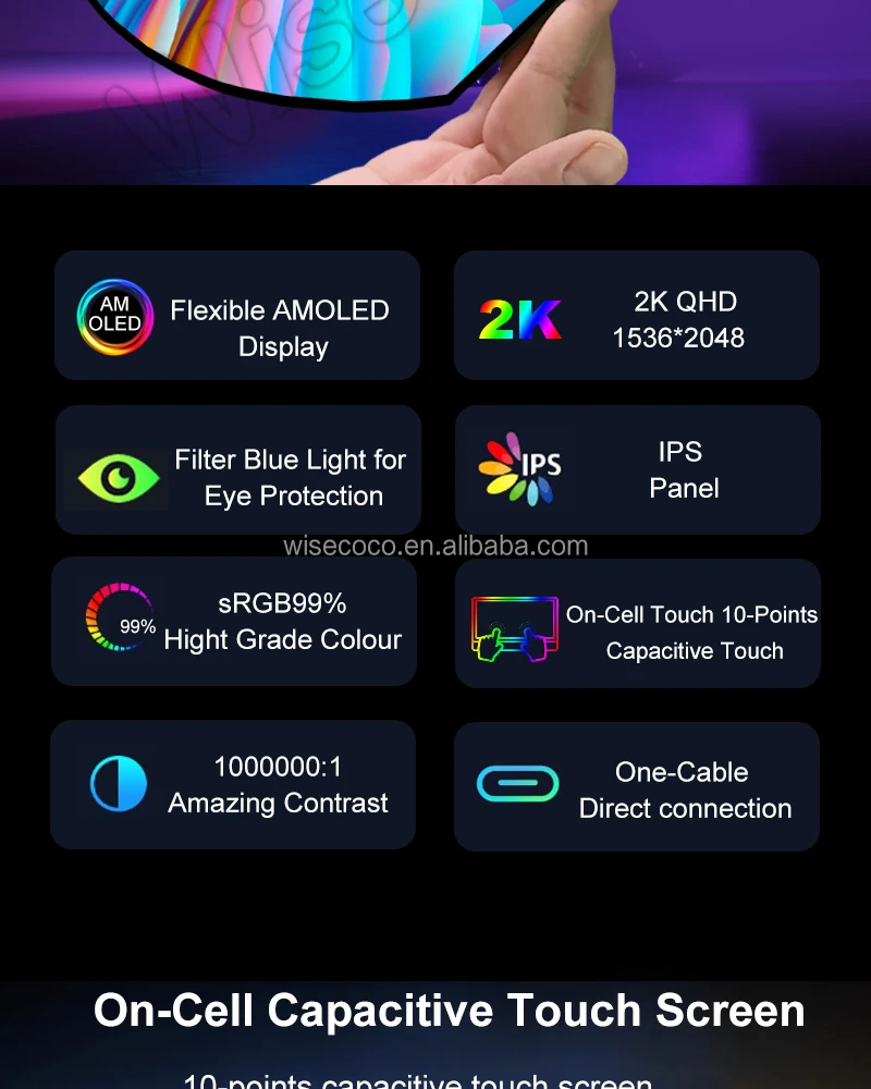 13.3 Inch 2K OLED Flexible AMOLED Display Panel with Capacitive Touch ...