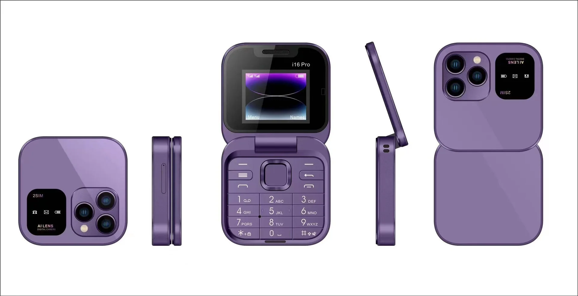 New I16pro Flip Phone - Multi-Language Support & Wireless Charging
