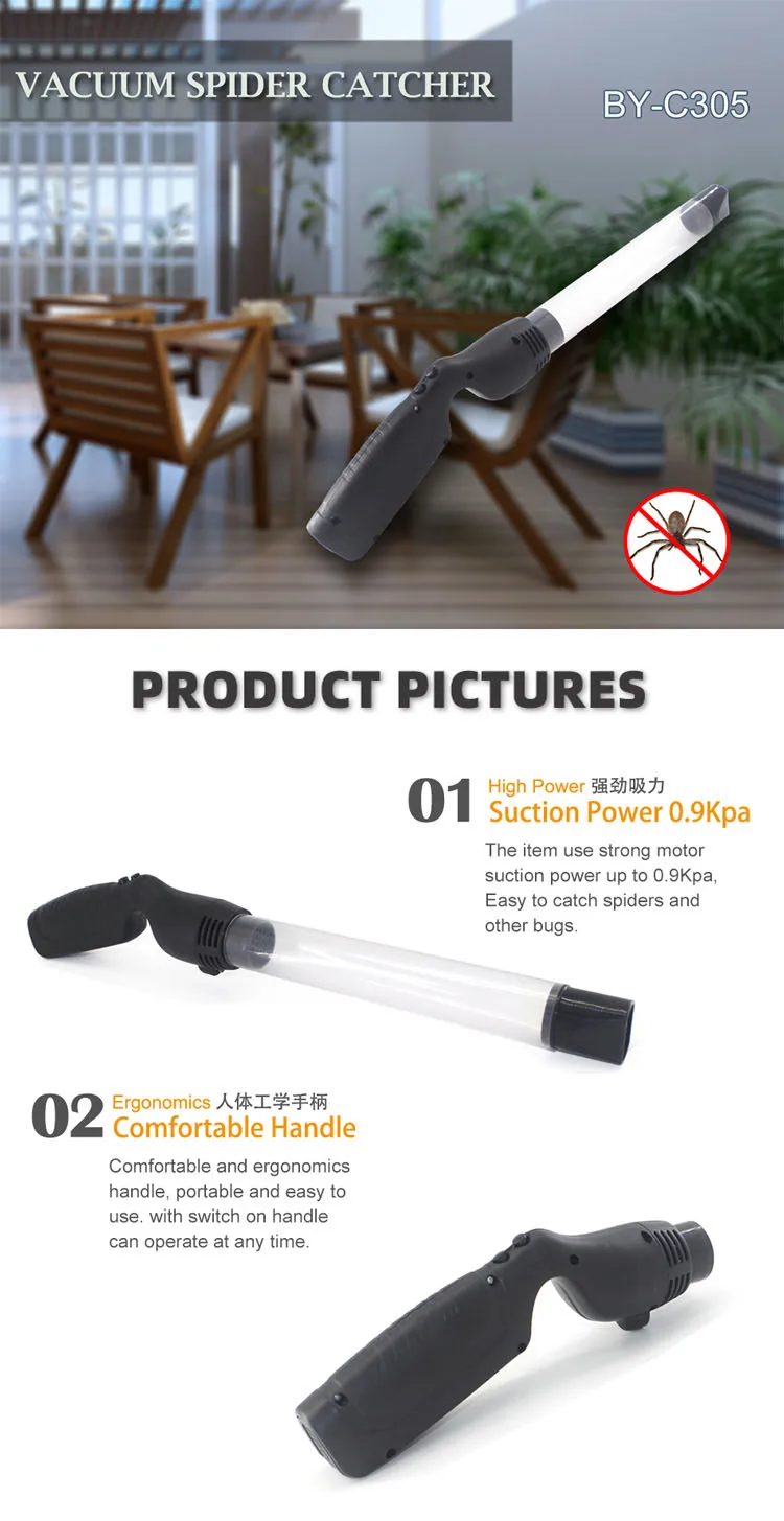 Portable Bug Remover LED Insect Spider Catcher Battery Bug Vacuum ...