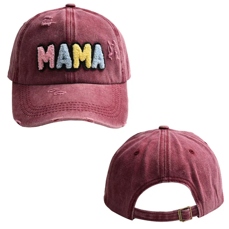 Vintage Solid Washed Cotton Embroidered Mama Baseball Caps Women ...