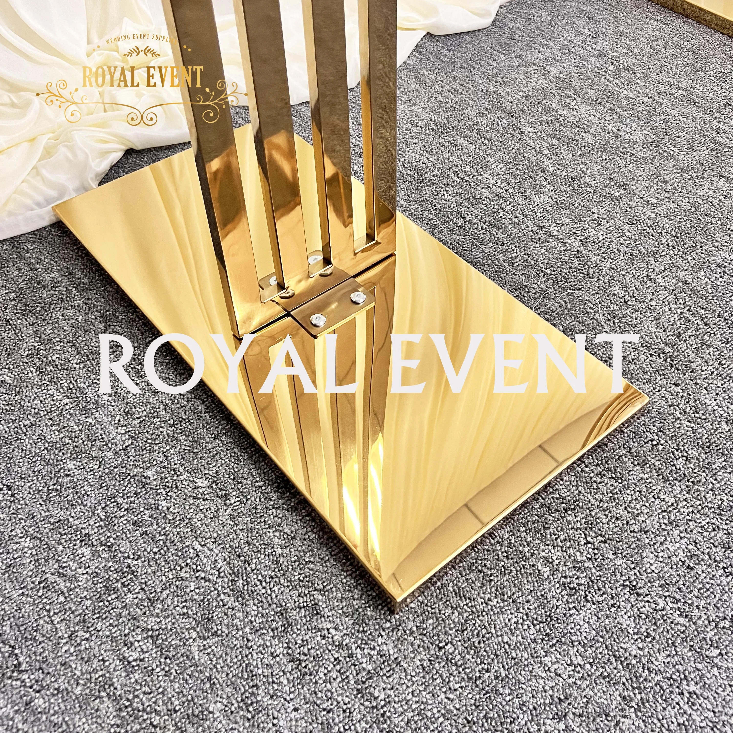 High Quality Golden Stainless Steel Mesh Backdrop Stand Luxury Wedding ...