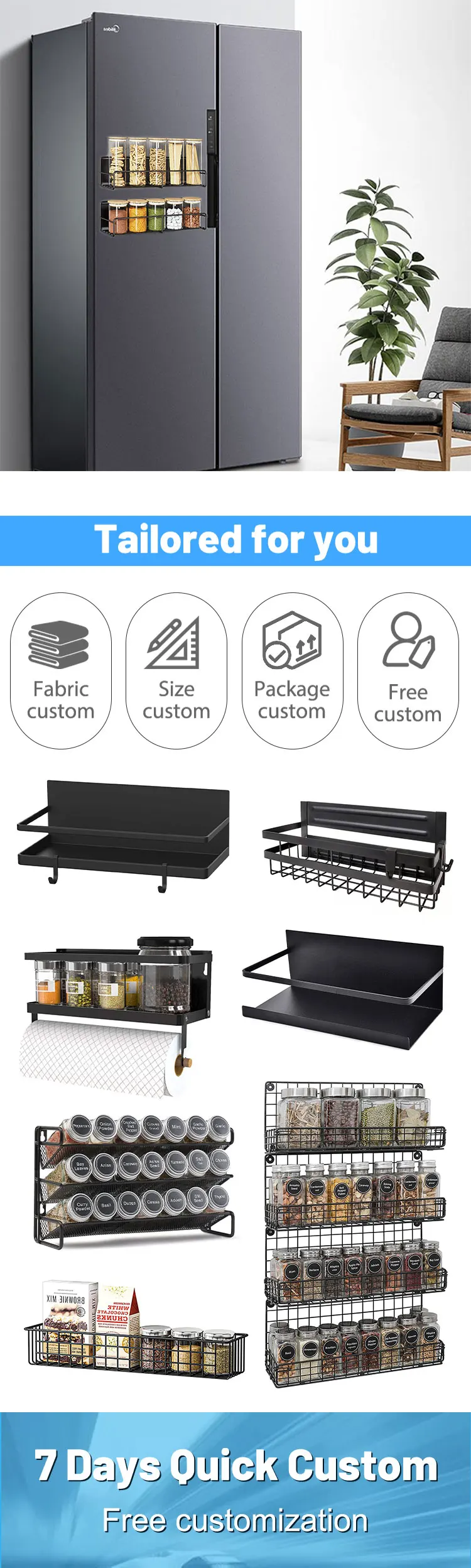 Hanging Wall Spice Rack,Wall Mounted Stackable Spice Organizers ...