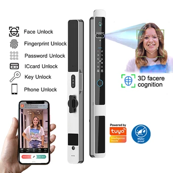Ang Tuya Smart Glass Door Lock Face Id Fingerprint Password Camera ...
