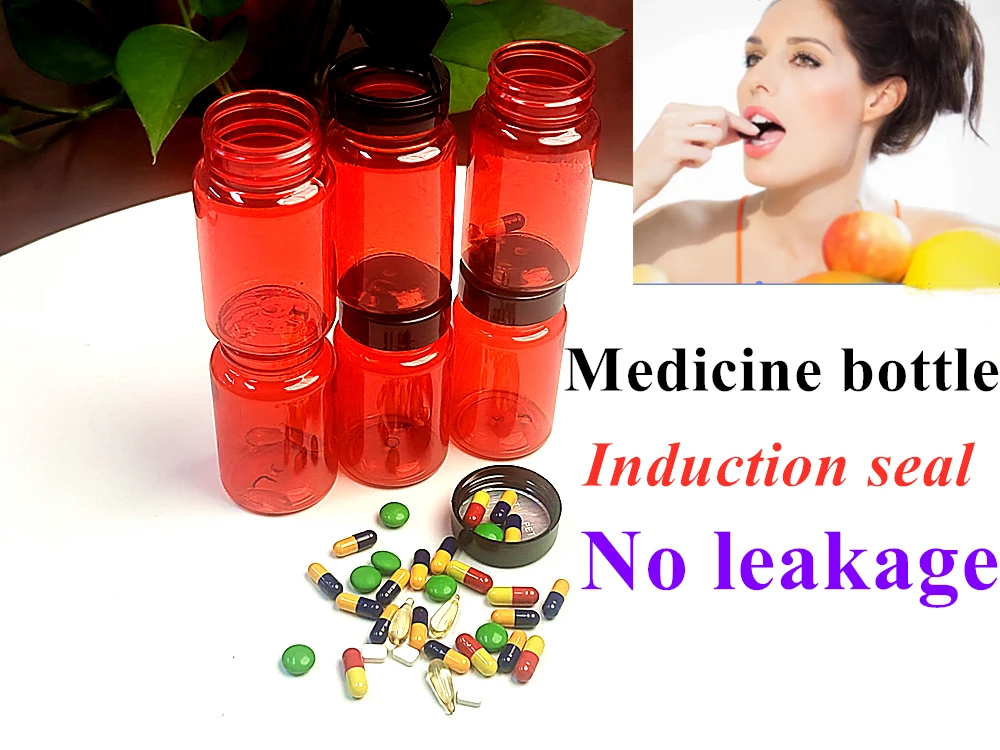 100cc 150cc Pet Plastic Vitamin Red Round Pill Capsule Refillable ...