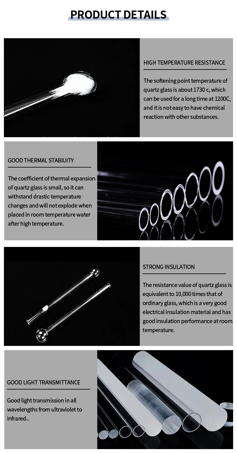 Customized High Quality Ball Shape End Quartz Tubes