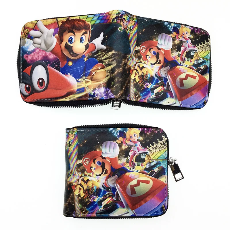 Cartoon Cute Anime Mario Luigi Yoshi Peach Coin Purse With Zipper ...
