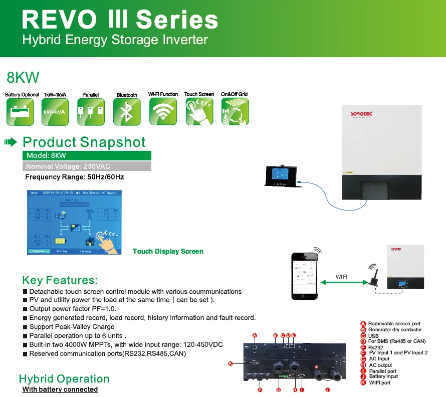 REVO III系列8KW/48v开/离网混合太阳能充电逆变器内置两个4000w MPPTs太阳能控制器| Alibaba.com