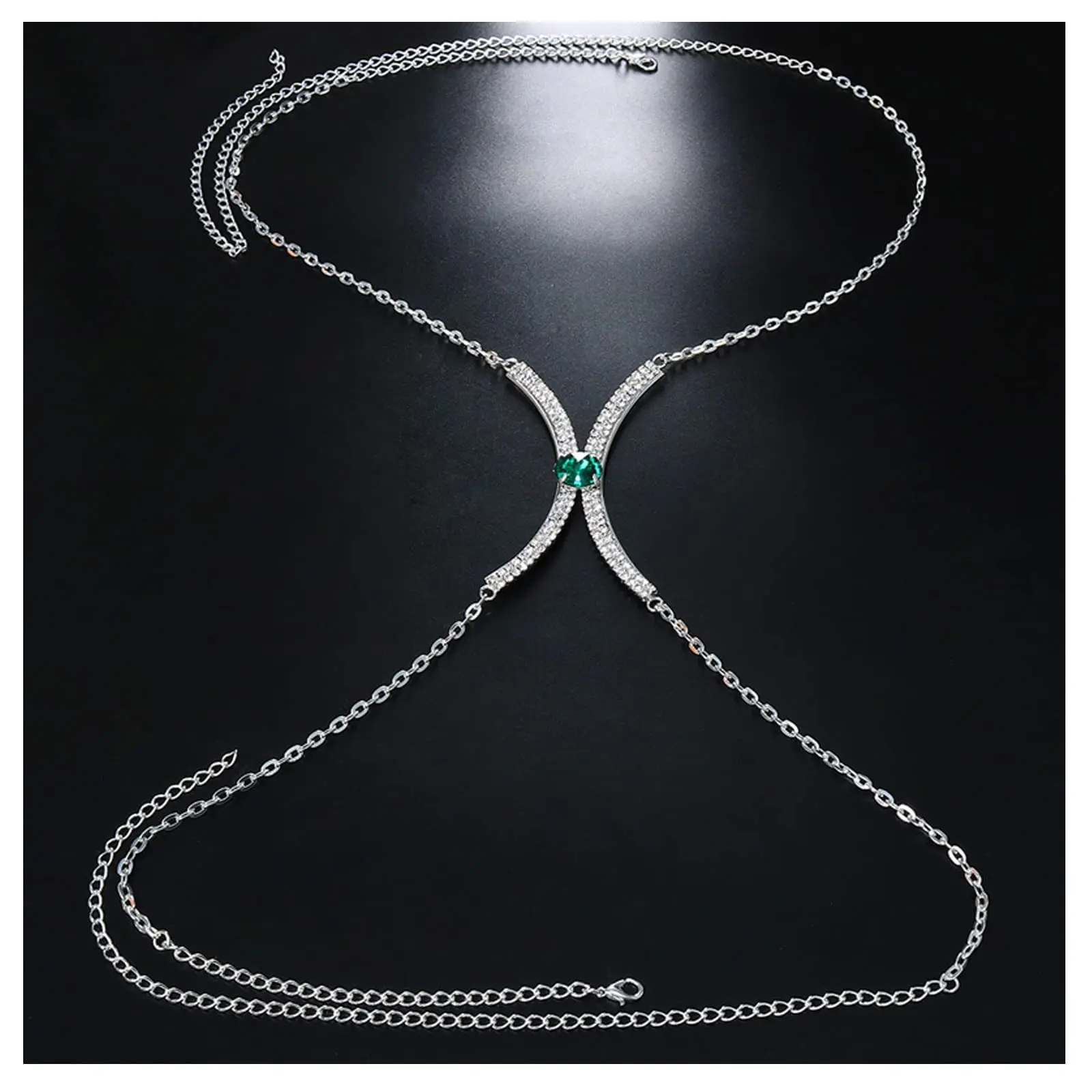 Exquisite Zircon Breast Chain - Shiny X Shaped Body Jewelry