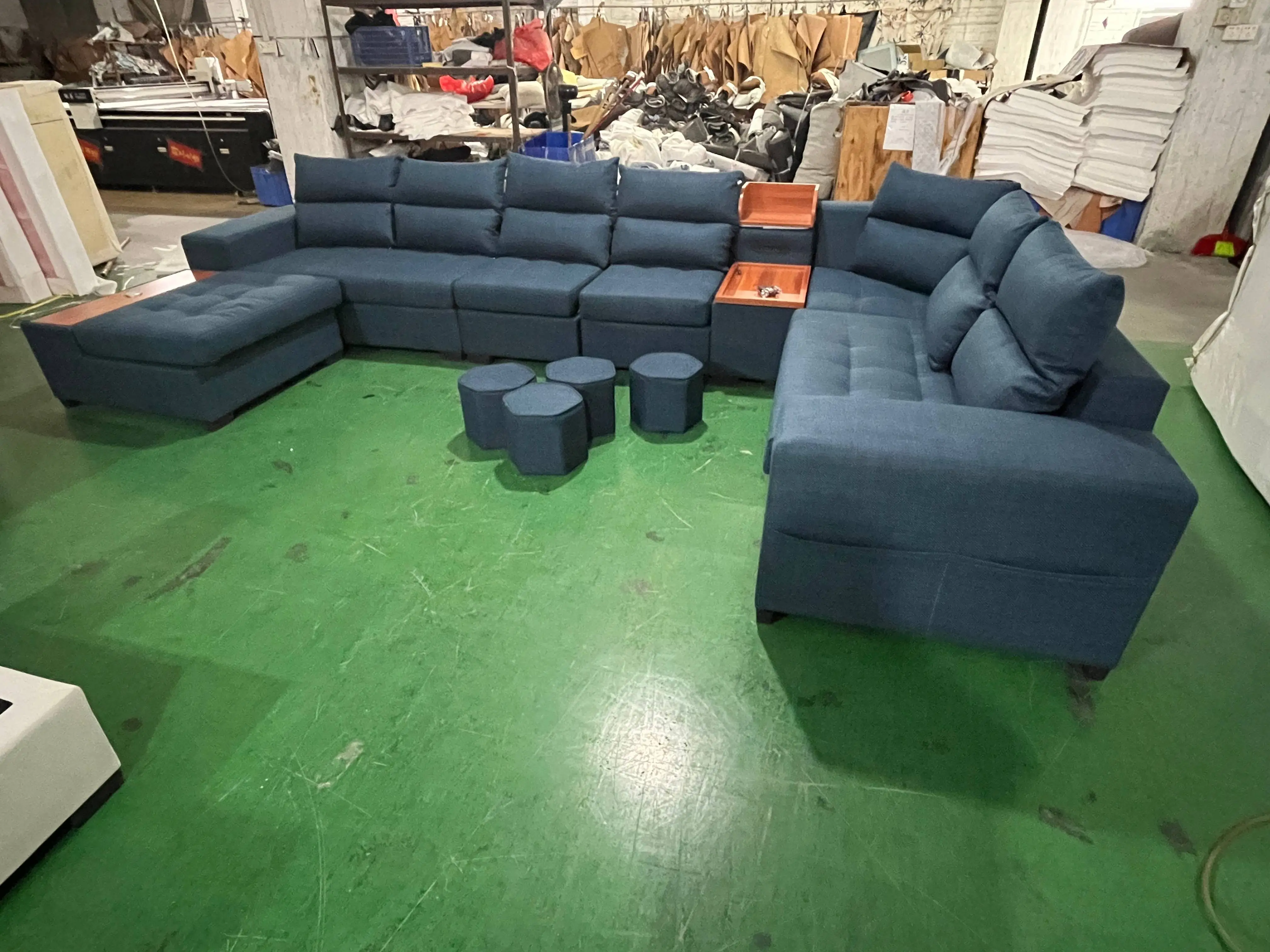 Modern L-Shaped Leather Sofa Set with USB Port & Bluetooth Sound ...