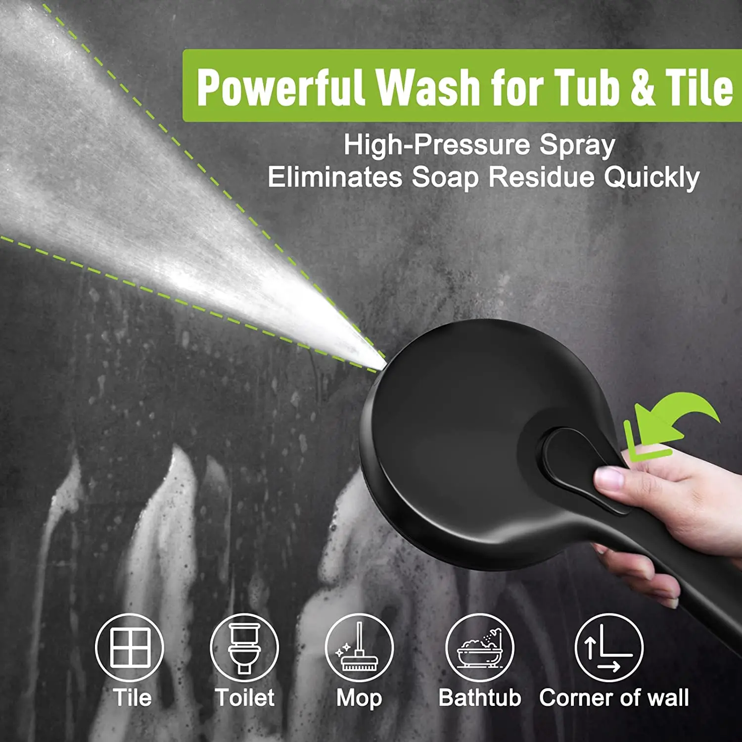 9 Spray Hand Shower - High Pressure, 9 Function Settings