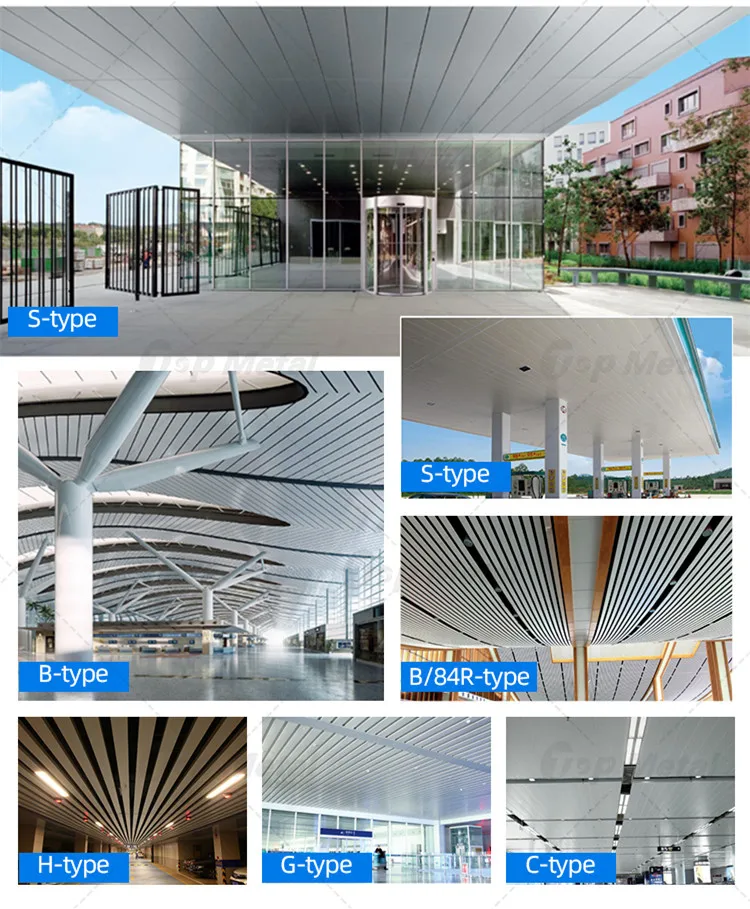 Aluminum Ceiling Cladding Of Strip Suspended Ceiling Panels For Station ...