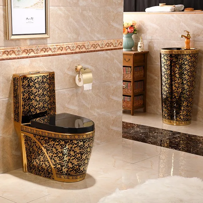 Luxury Antique Golden Color Sanitary Wares - One Piece Toilet
