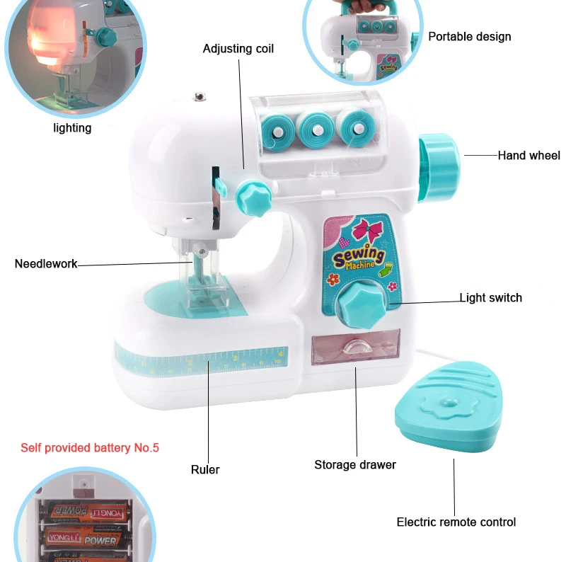 Mini Electric Sewing Machine Educational Learning Toys Kids Girls ...