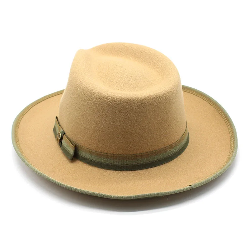 Luxury Design Stiff Wide Brim Felt Fedora Hat Custom Logo Jazz Fedora ...