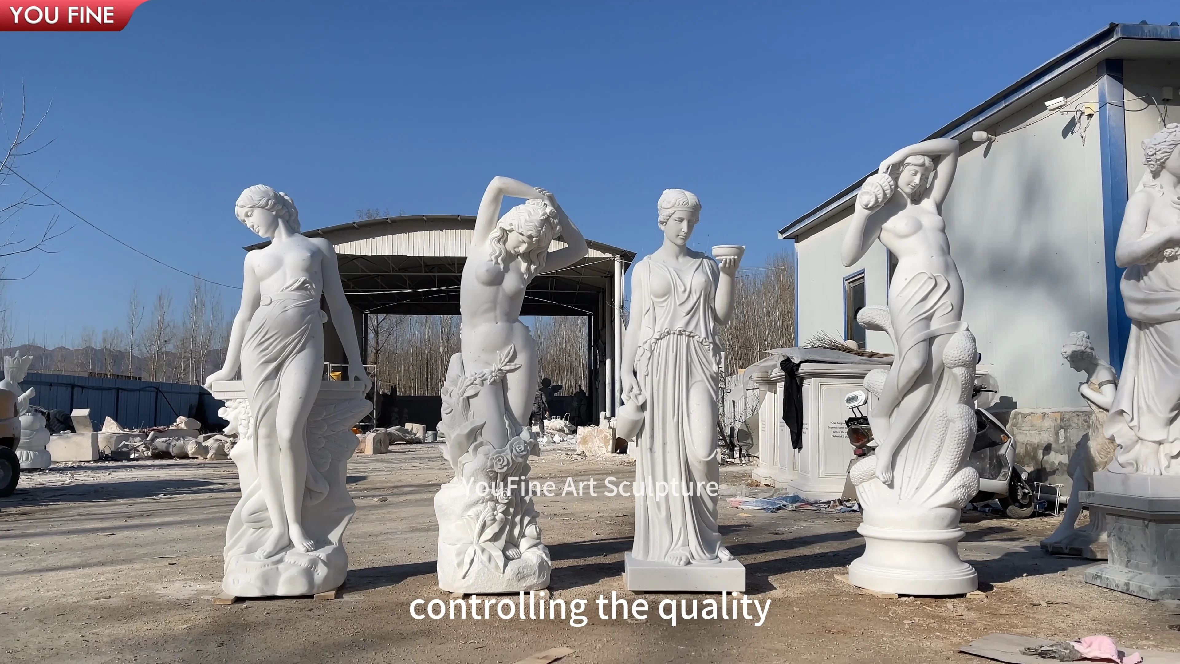 Outdoor Garden Life Size Hand Carved Natural Stone Greek Marble Woman ...