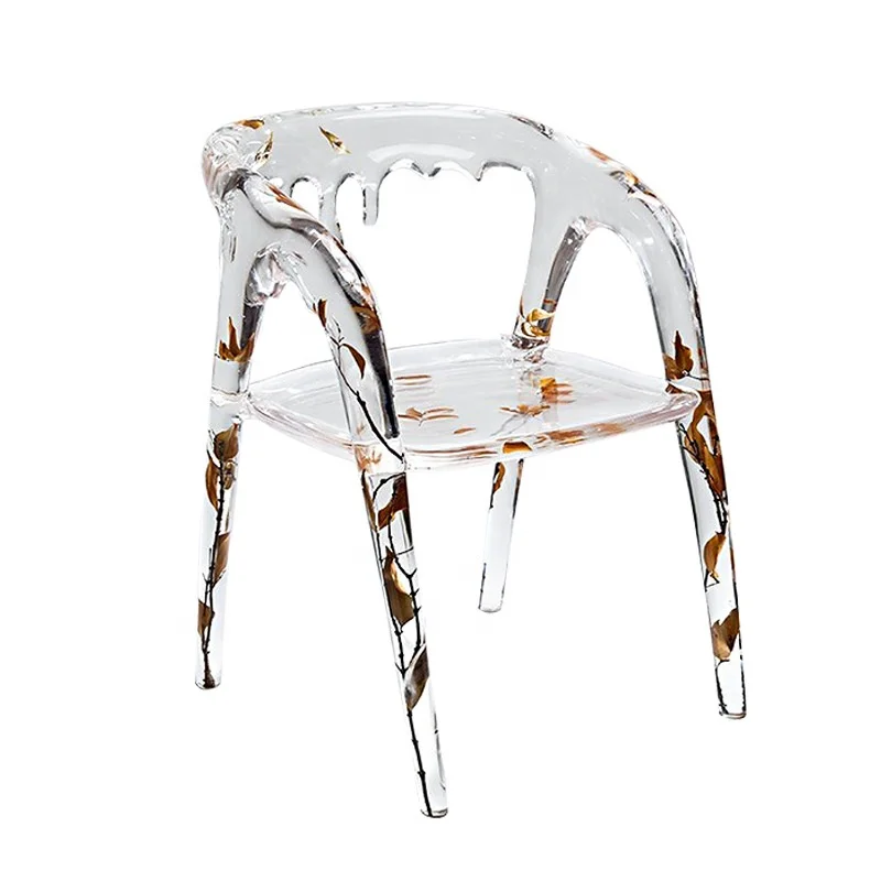 Modern professional leaf inside resin chair luxury custom clear acrylic ...