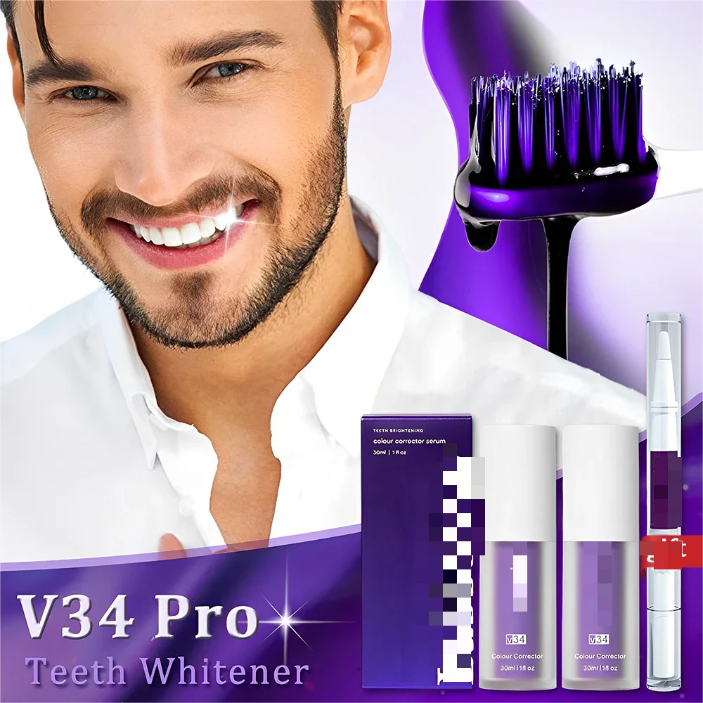 V34 Color Corrector Serum 30ml Teeth Stain Remover Purple Corrector ...