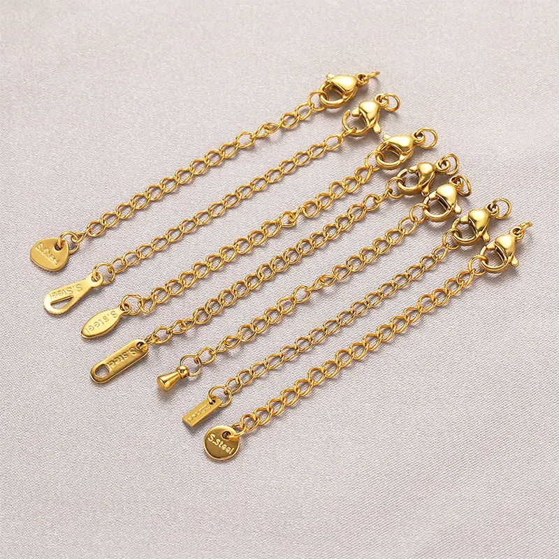 Stainless Steel 18k Gold 5cm Extended Chain with Lobster Clasps for DIY ...