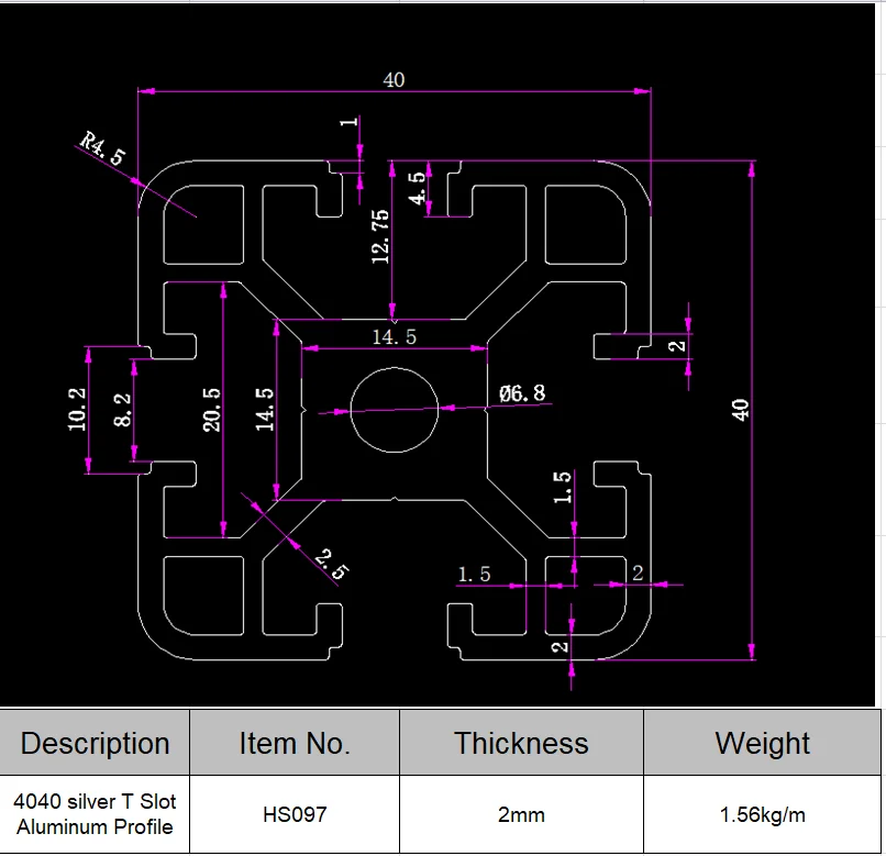Aluminum 6063 Hollow Extrusion Profile 40x40 For Industry Framing Oem