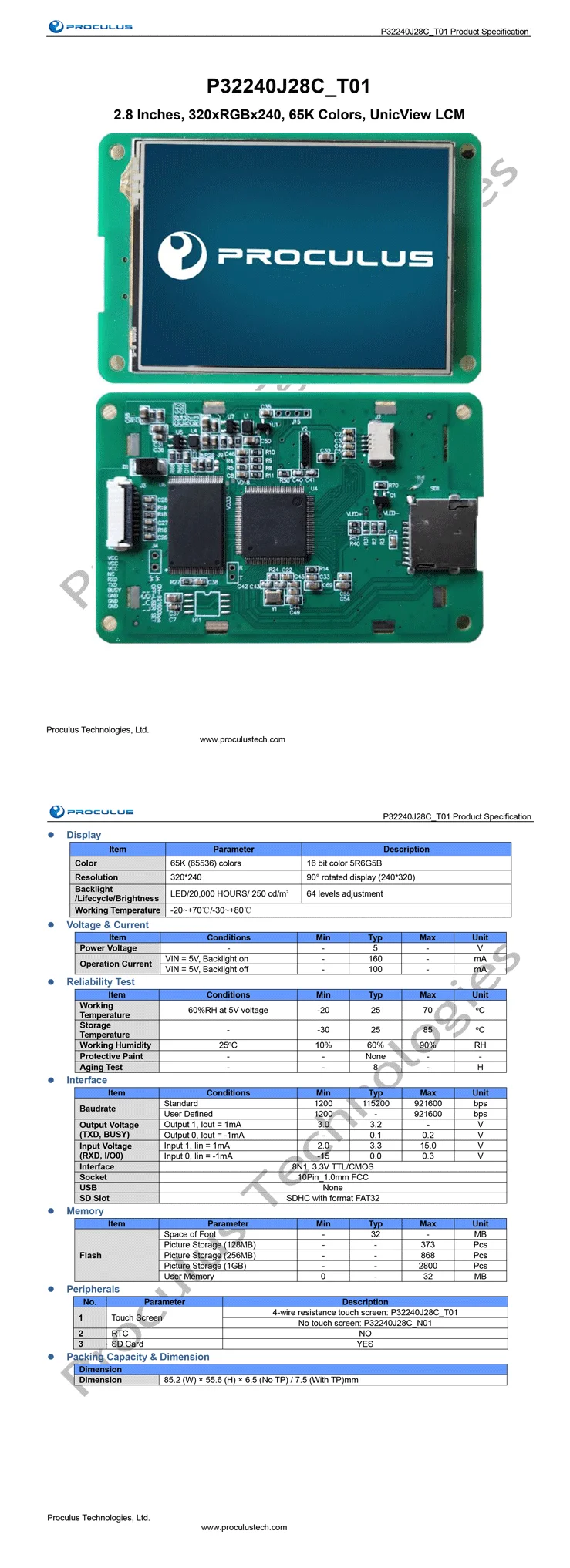 Proculus 2.8 inch uart tft esp32 display HMI LCD Controlment Project ...
