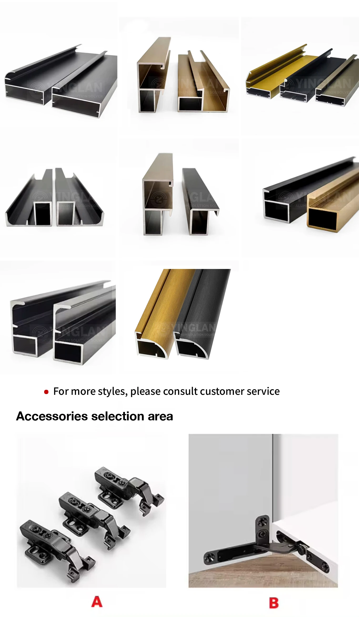 YL Aluminum Profile Wardrobe Closet Glass Door Frame