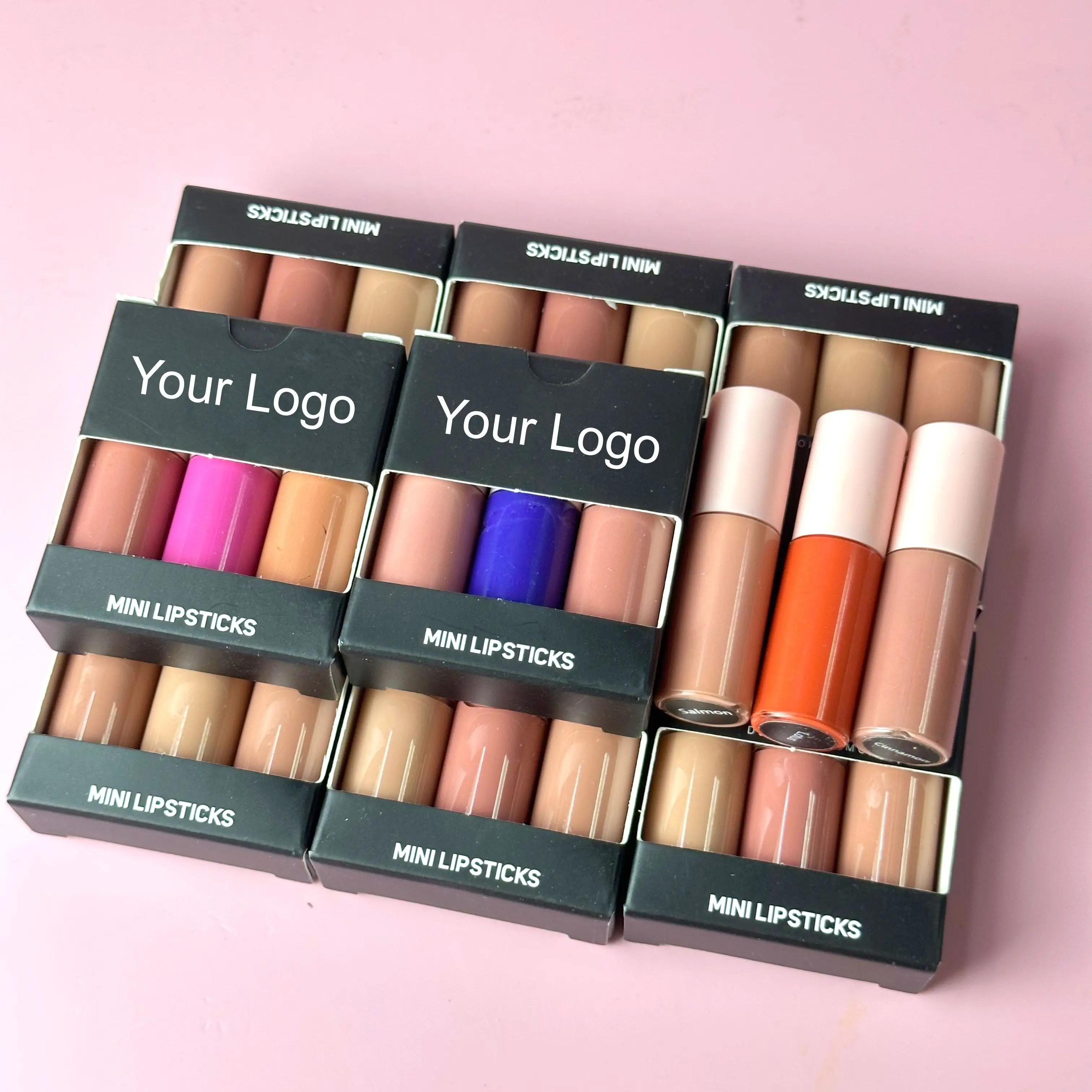 Private Label Pink Mini Lipstick Kit Vegan Matte and Glossy Lipgloss ...