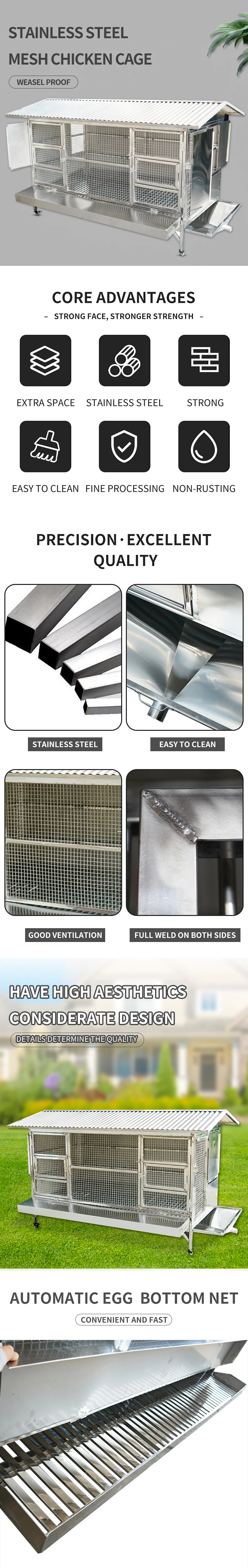 Stainless Steel Wire Cage Exhibition Chickens Cage Easy Clean Chicken ...