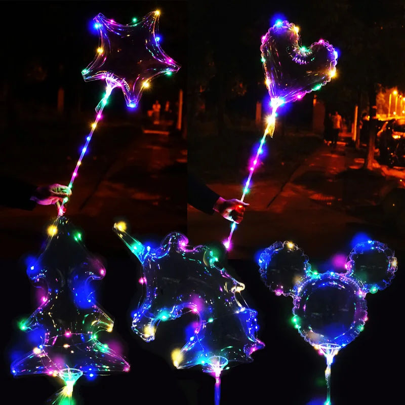 BLN LED Bobo Light up Balloon - 70CM Handheld Transparent Balloon