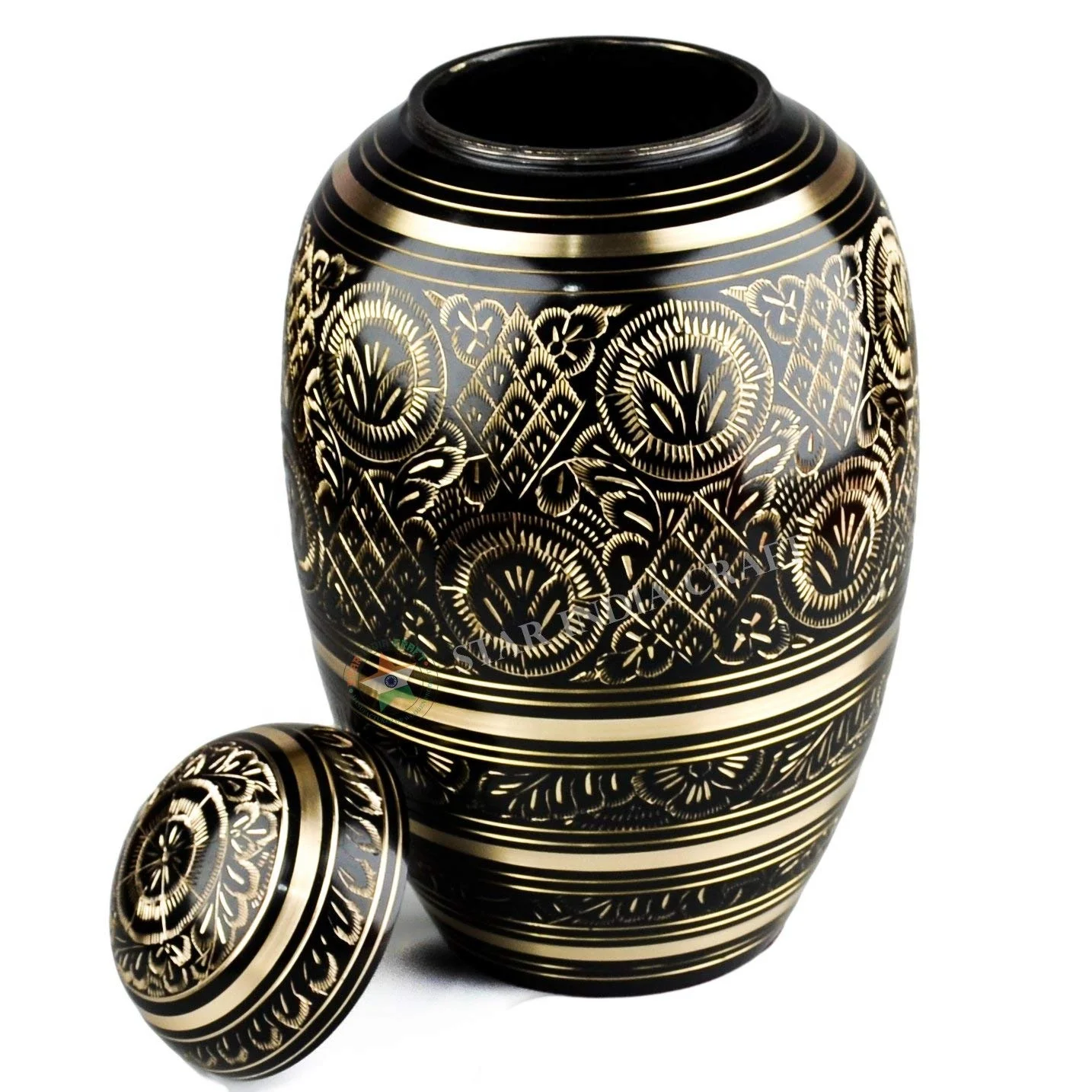 Metallic Cremation Urn And Keepsakes Dome Top Design With Decorative ...
