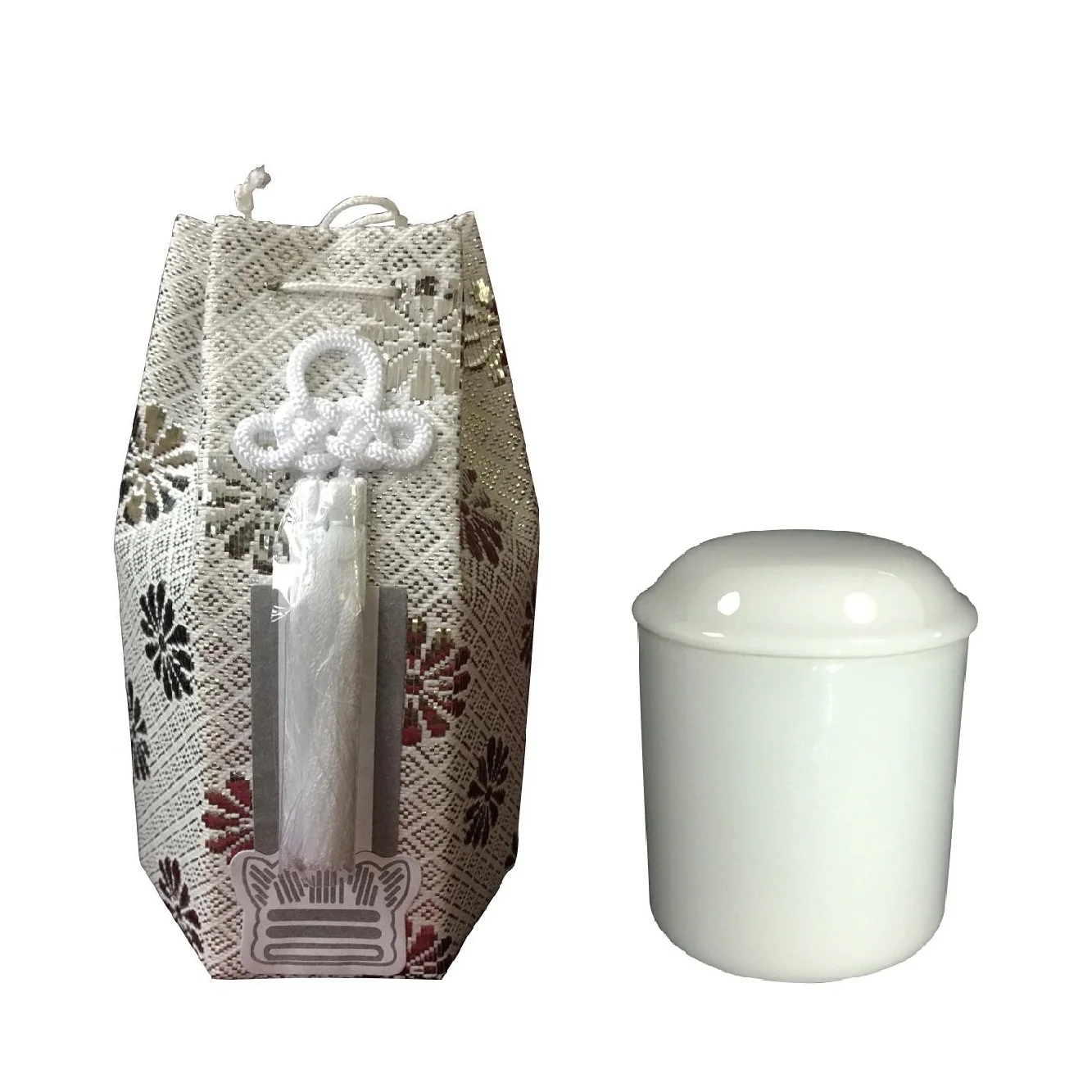 Japan Funeral Souvenirs Foldable Urn Silver Bone Bag Decorated by Woven ...